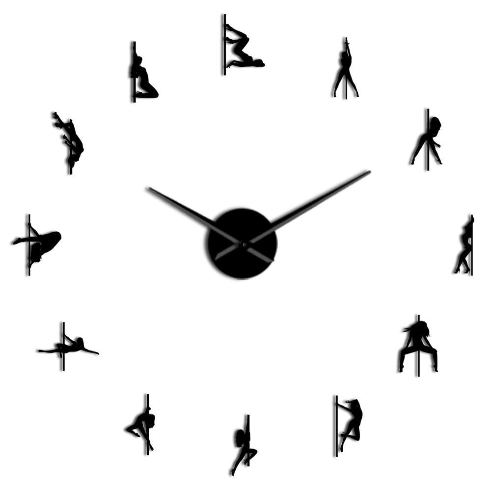 Pole Dancing Silhouettes Frameless Wall Clock Stickers, DIY Modern ...