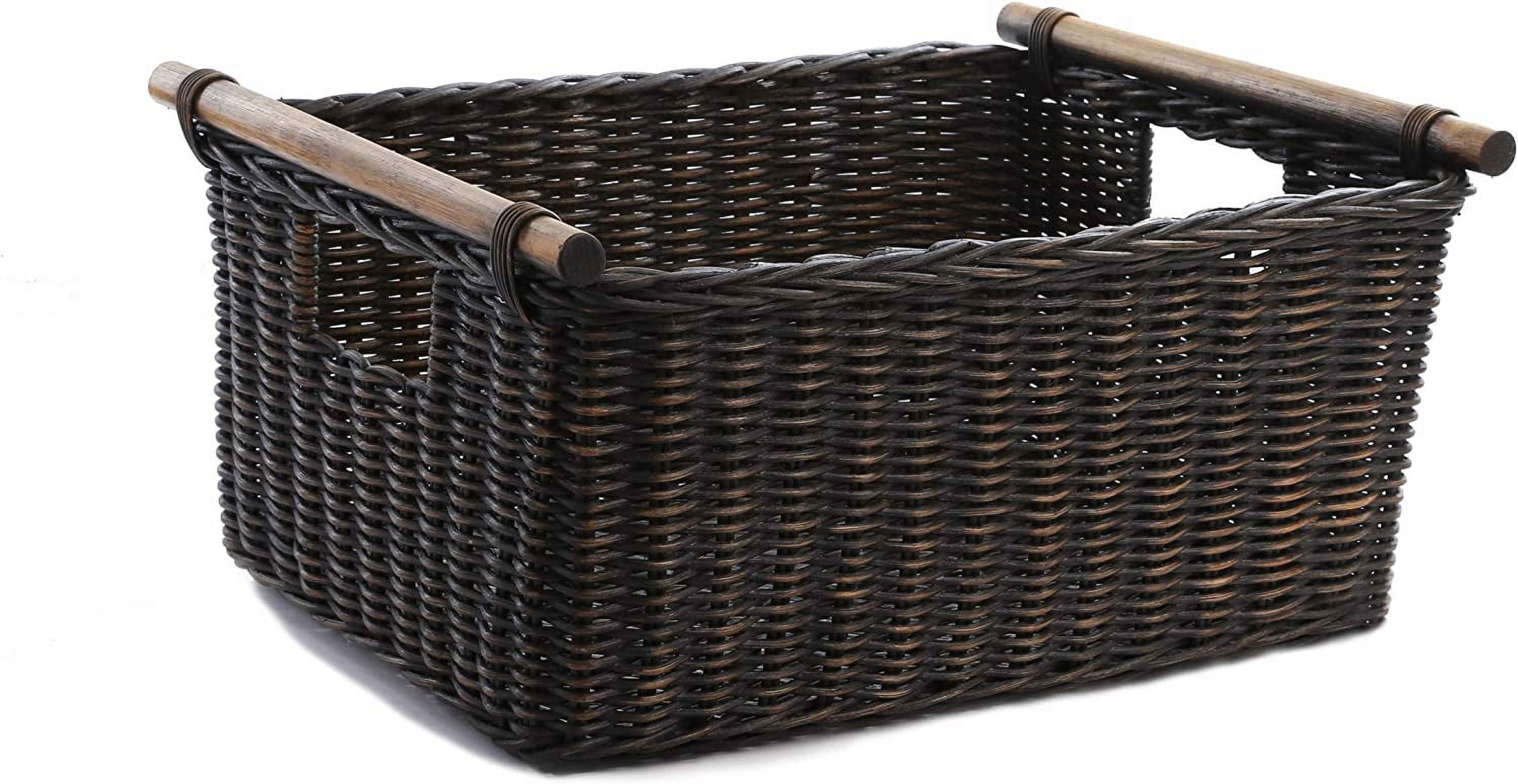 Pole Handle Wicker Storage Basket, Extra Large, 20 in L x 16 in W x 10 ...