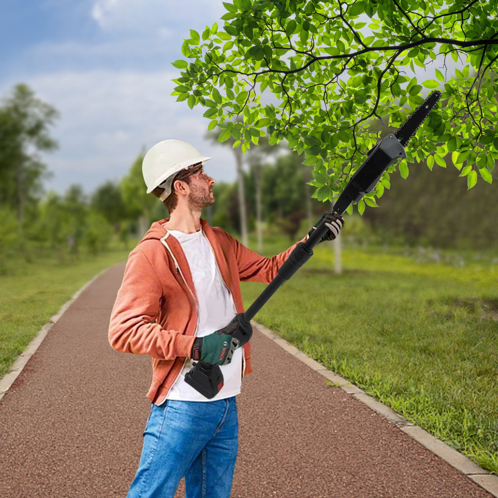 20V Cordless Pole Saw, 1500mAh Lithium-Ion Chainsaw, 4500RPM High Power ...