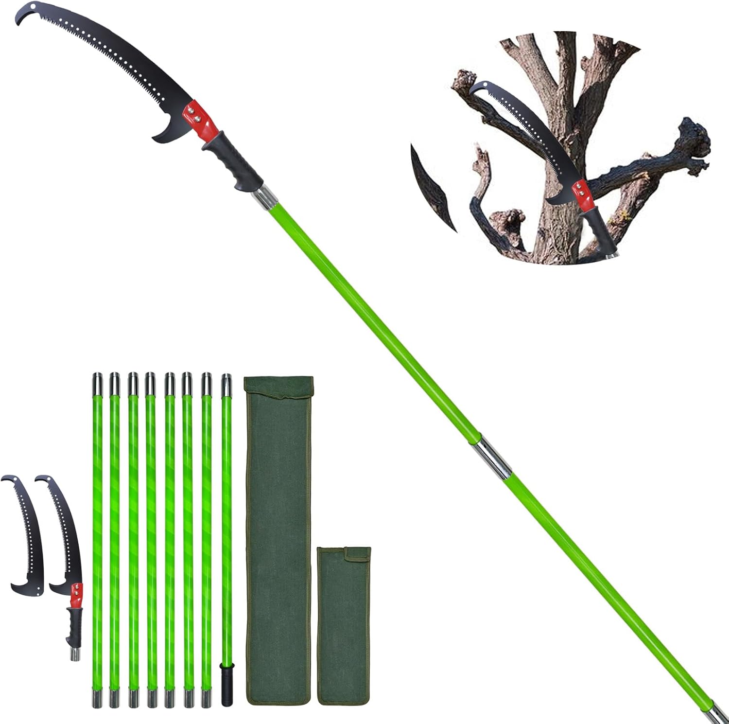Pole Saws for Tree Trimming 27 Feet, Long Tree Pruner with Hand Saw and ...