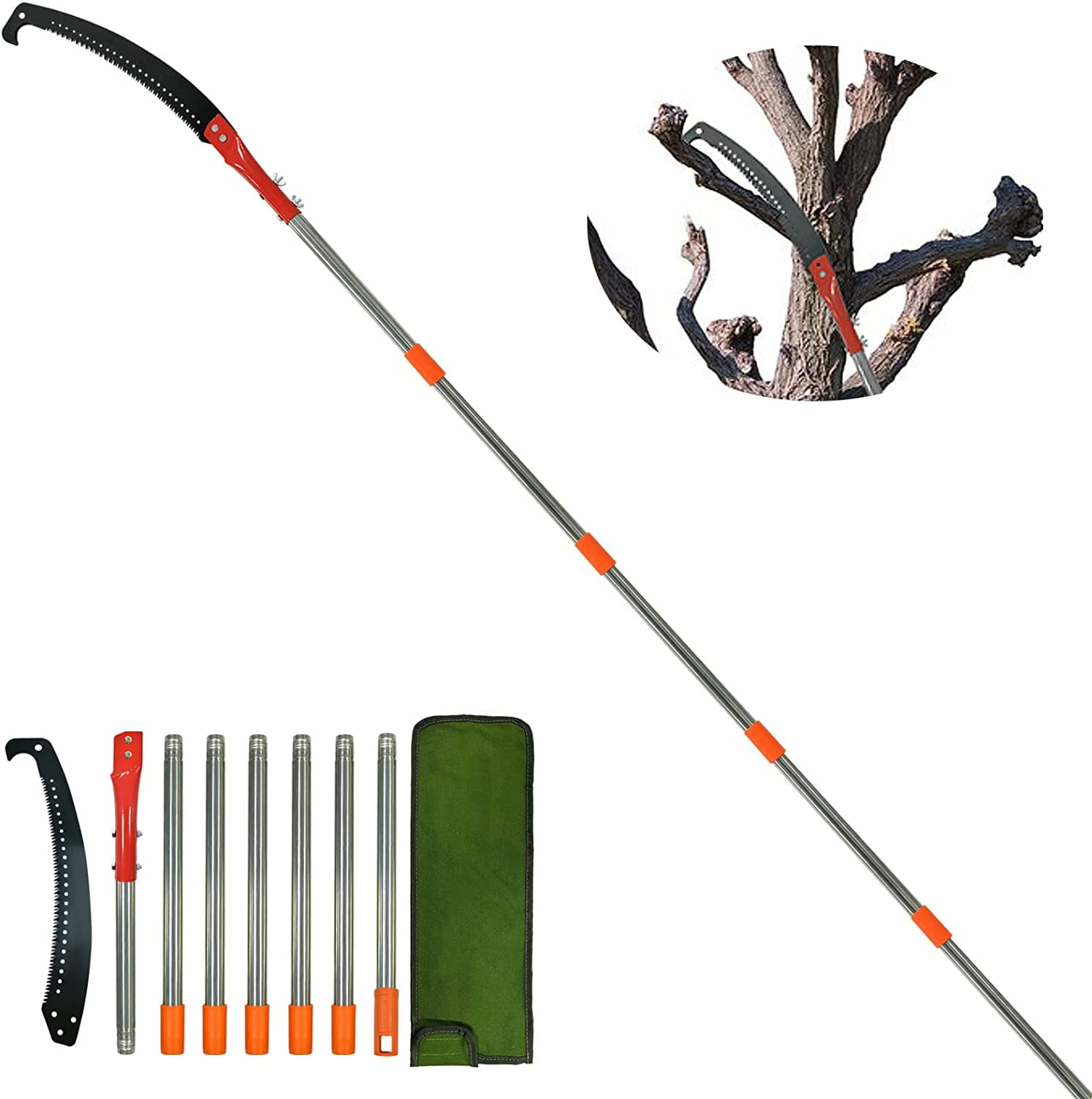Pole Saws for Tree Trimming, Manual Pole Saws 10.5 Feet Extension Pole ...