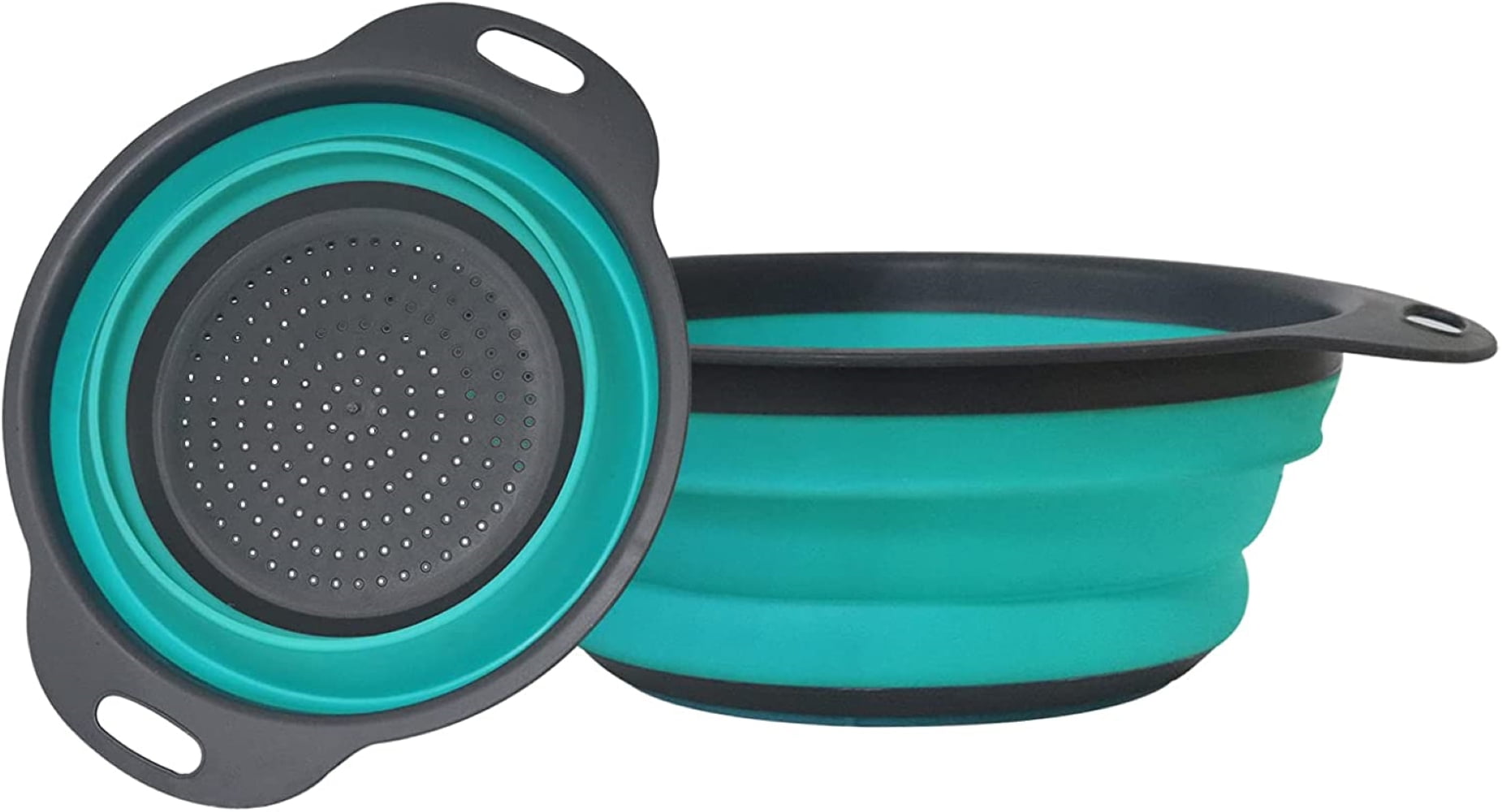 Polerce Blue Collapsible Colanders - 2 Pcs - Silicone Kitchen Strainer ...