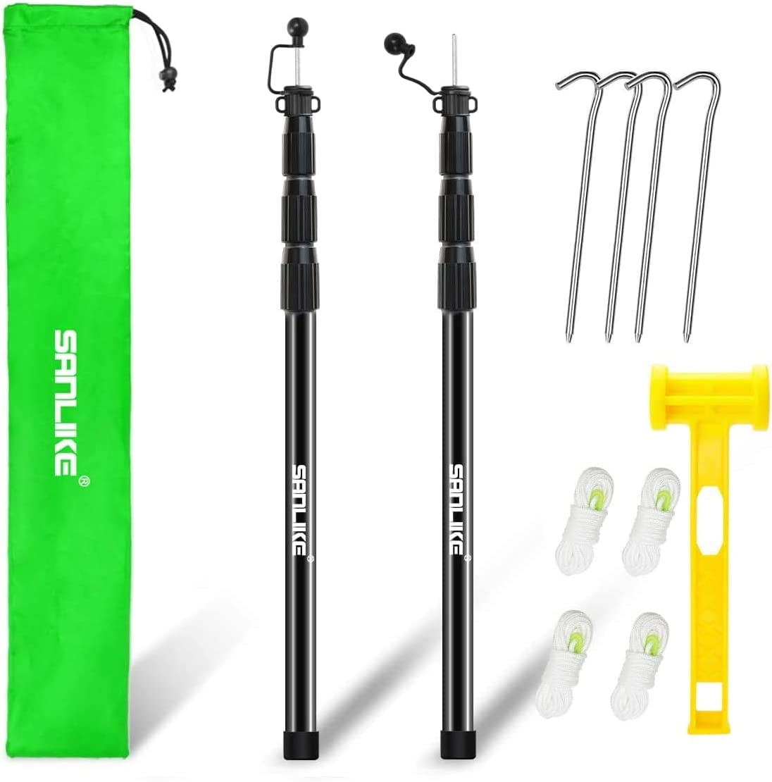 Poles for Tarp, 8.2' Fiberglass Tarp Poles Set of 2 with Tent Kit, Tent ...