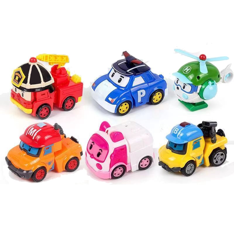 Poli children's car set robot toy modified car cartoon action doll ...