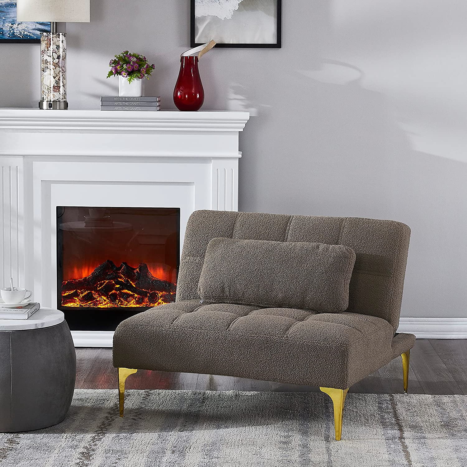 Polibi Modern Sofa Couch with Toss Pillow, Convertible Folding Sofa Bed ...