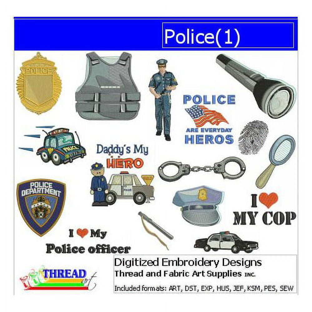 Threadart Machine Embroidery Design Bundles - Career Sets - Police(1 ...
