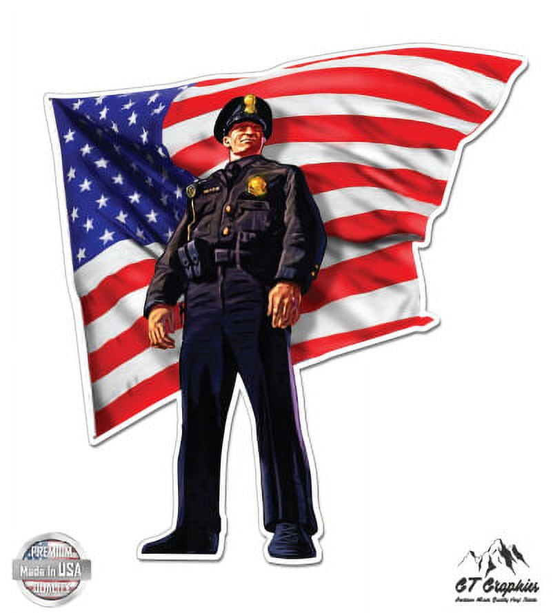 Police American Flag - 12" Vinyl Sticker Waterproof Decal - Walmart.com
