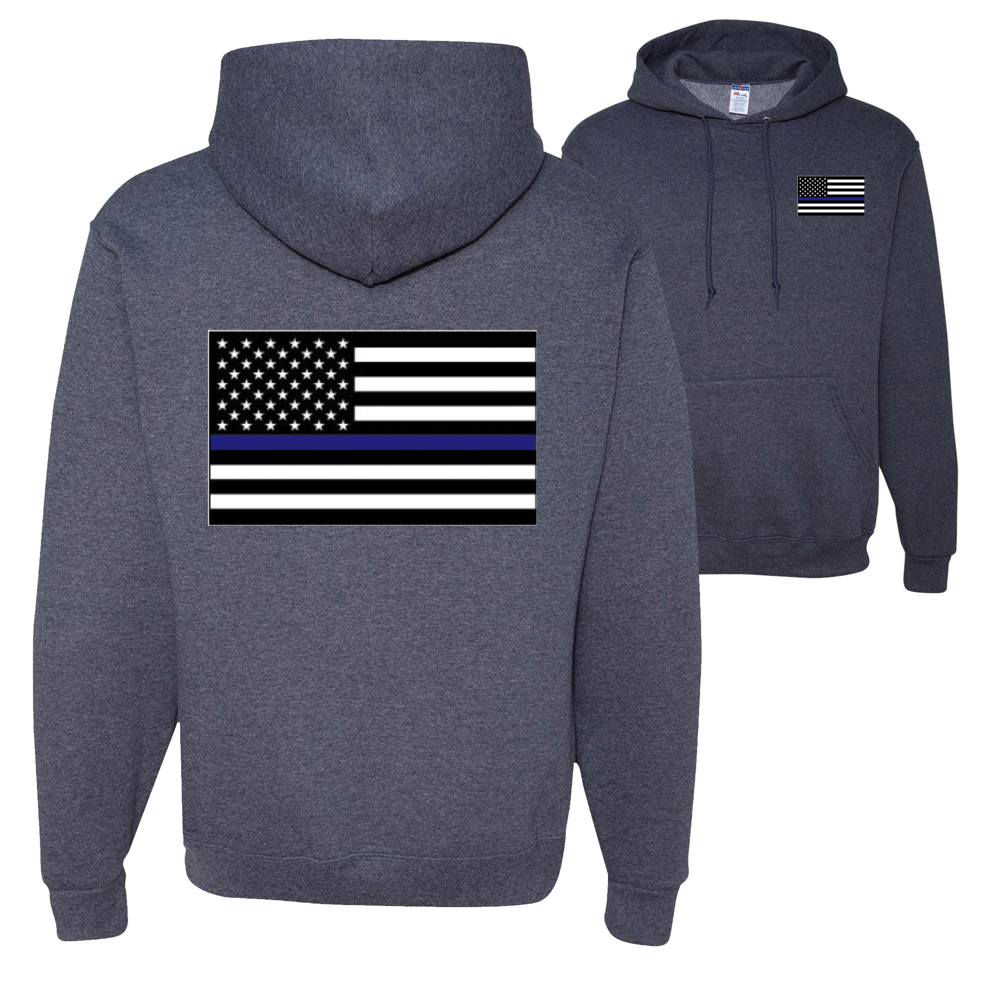 Police American Flag USA FRONT AND BACK Mens Hoodies, Vintage Heather ...