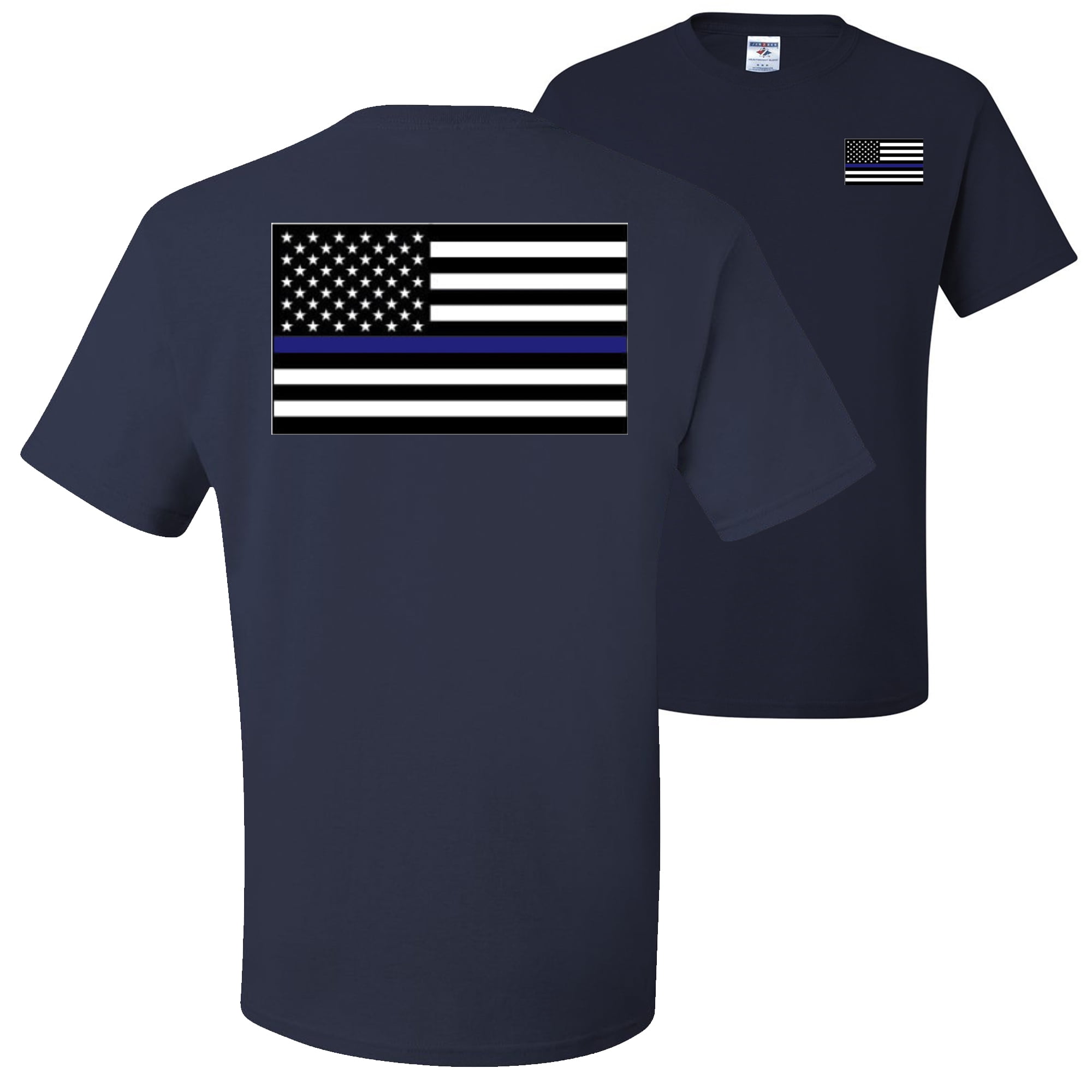 Police American Flag USA FRONT AND BACK Mens T-shirts , Navy Blue, 3XL ...
