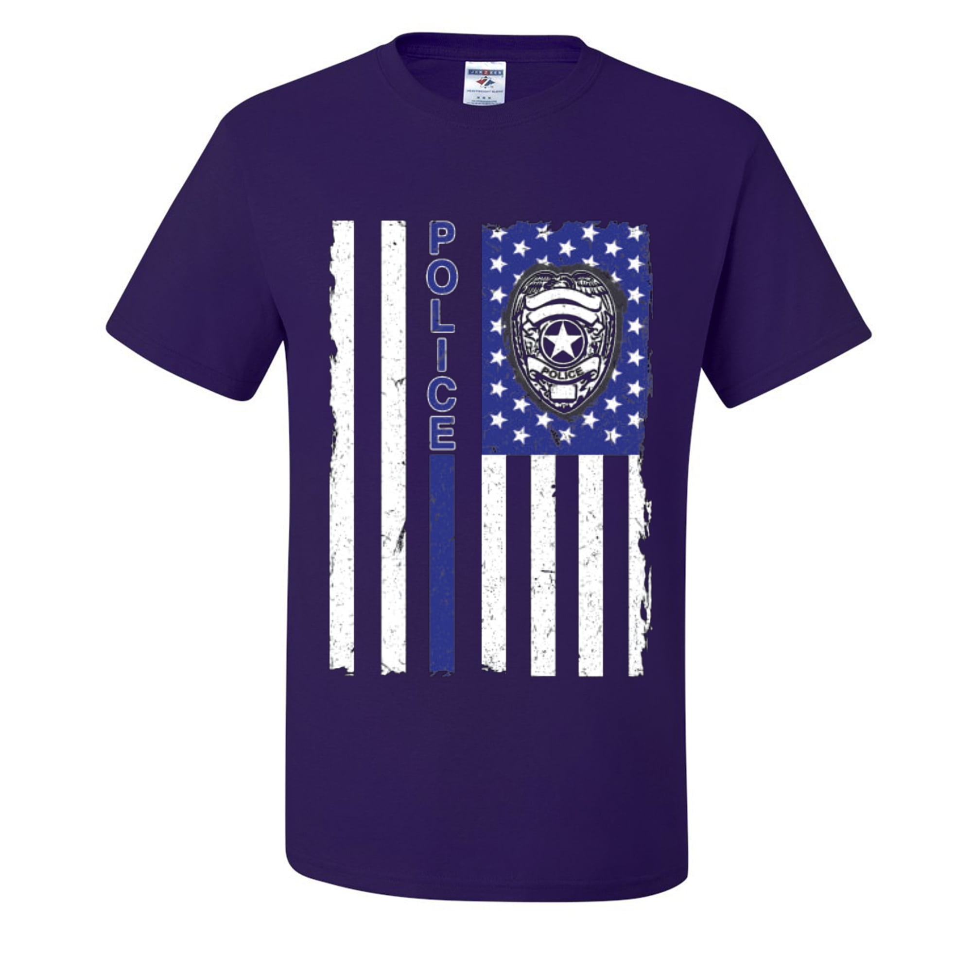 Police American Flag USA Pride Patriotic Mens T-shirts , Purple, Small ...