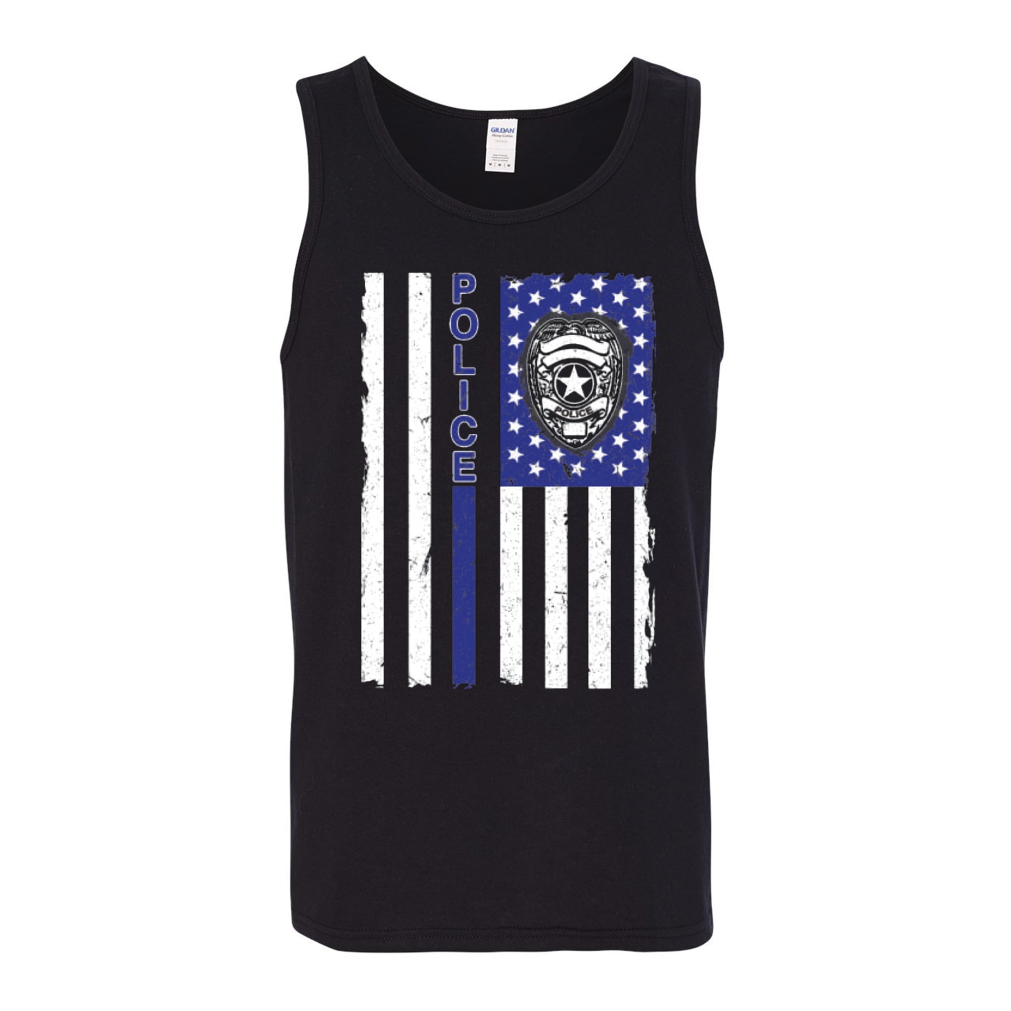 Police American Flag USA Pride Patriotic Mens Tank Top, Black, Small ...