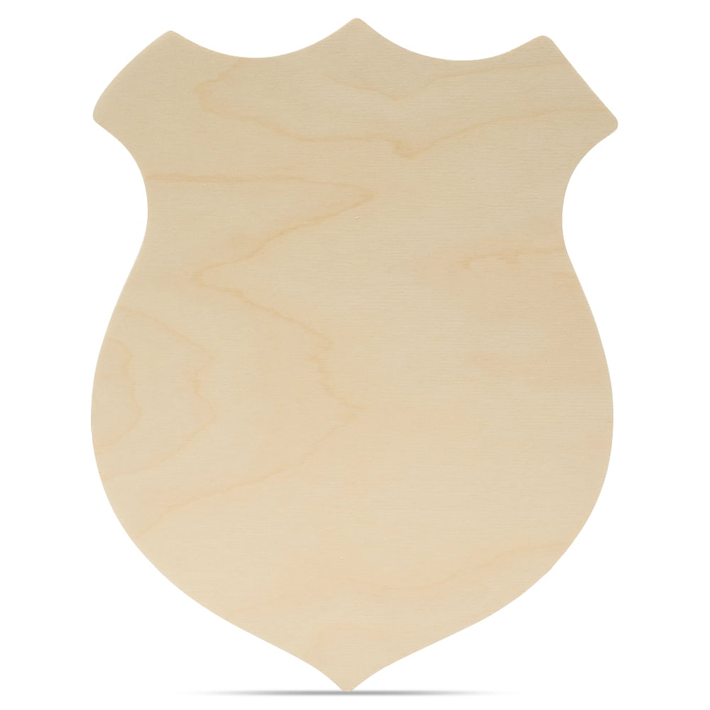 Police Badge Wood Cutouts 12-inch, Pack of 5 Unfinished Wood Crafts ...