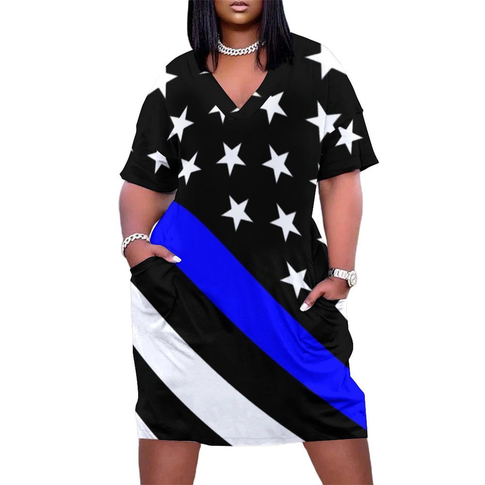 Police: Black Flag & The Thin Blue Line Loose Pocket Dress Evening gown ...
