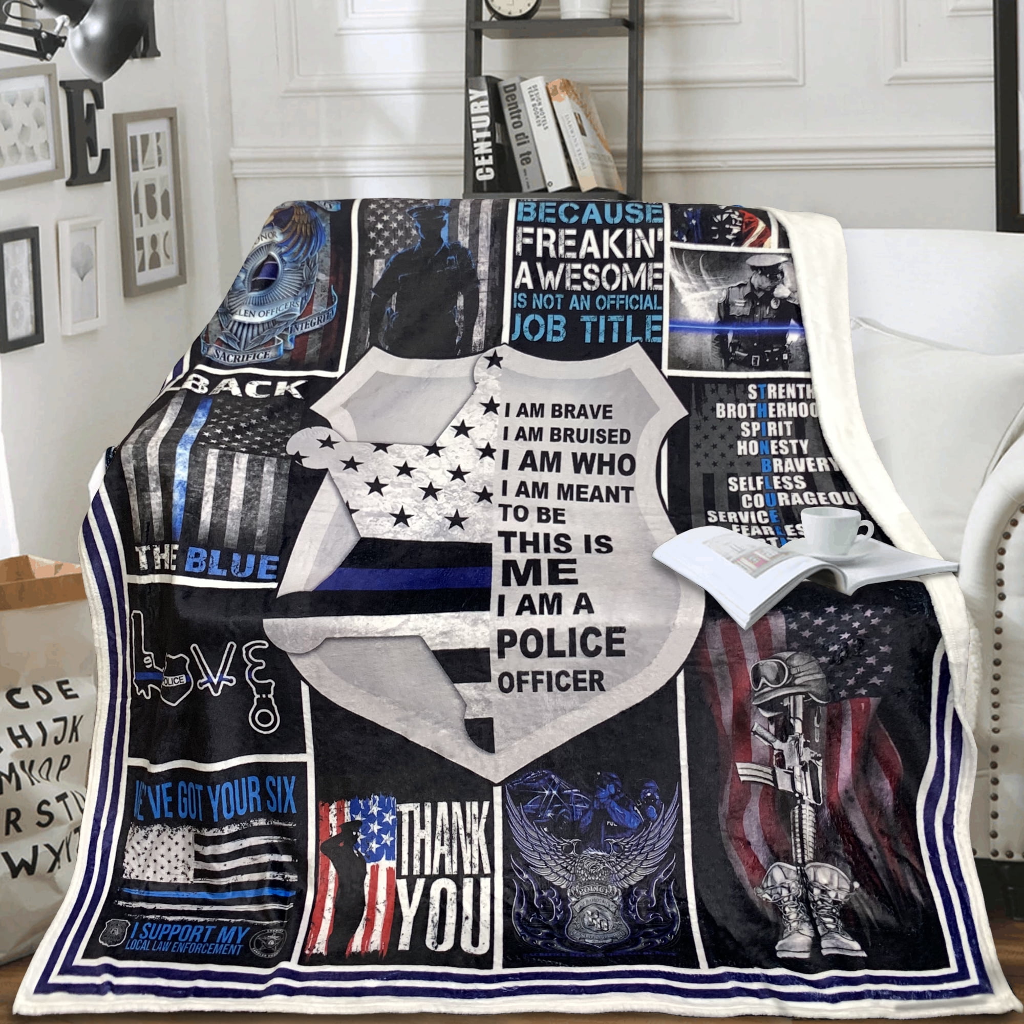 Police Blanket Flannel Throw Blanket Retirement for Dad Husband Son ...