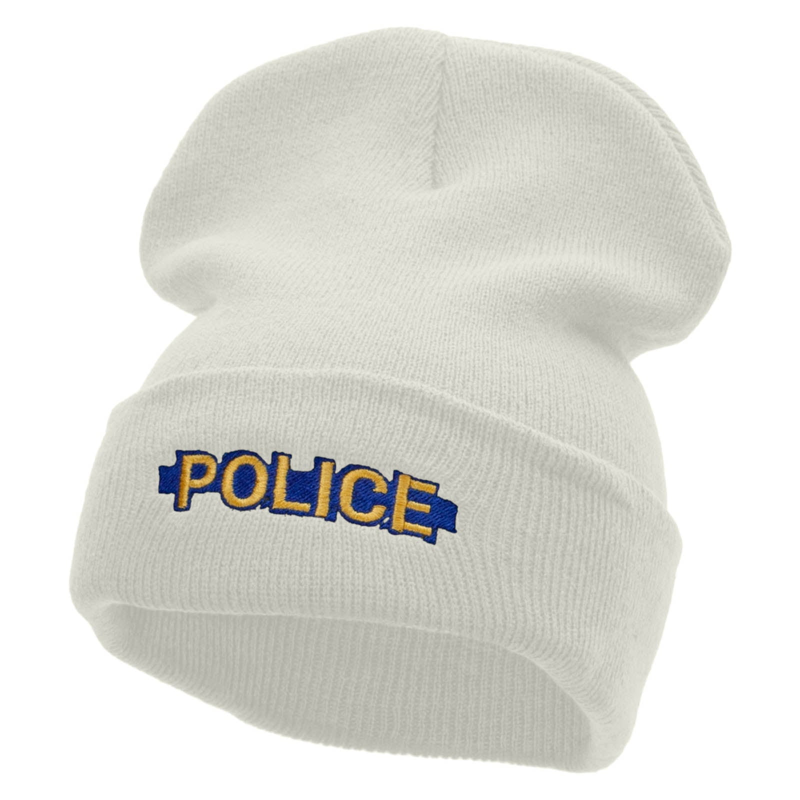 Police Blue Line Embroidered 12 Inch Solid Long Beanie Made in USA ...