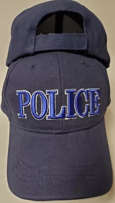 Police Cap Navy Blue Law Enforcement Hat Black Embroidered Letters ...