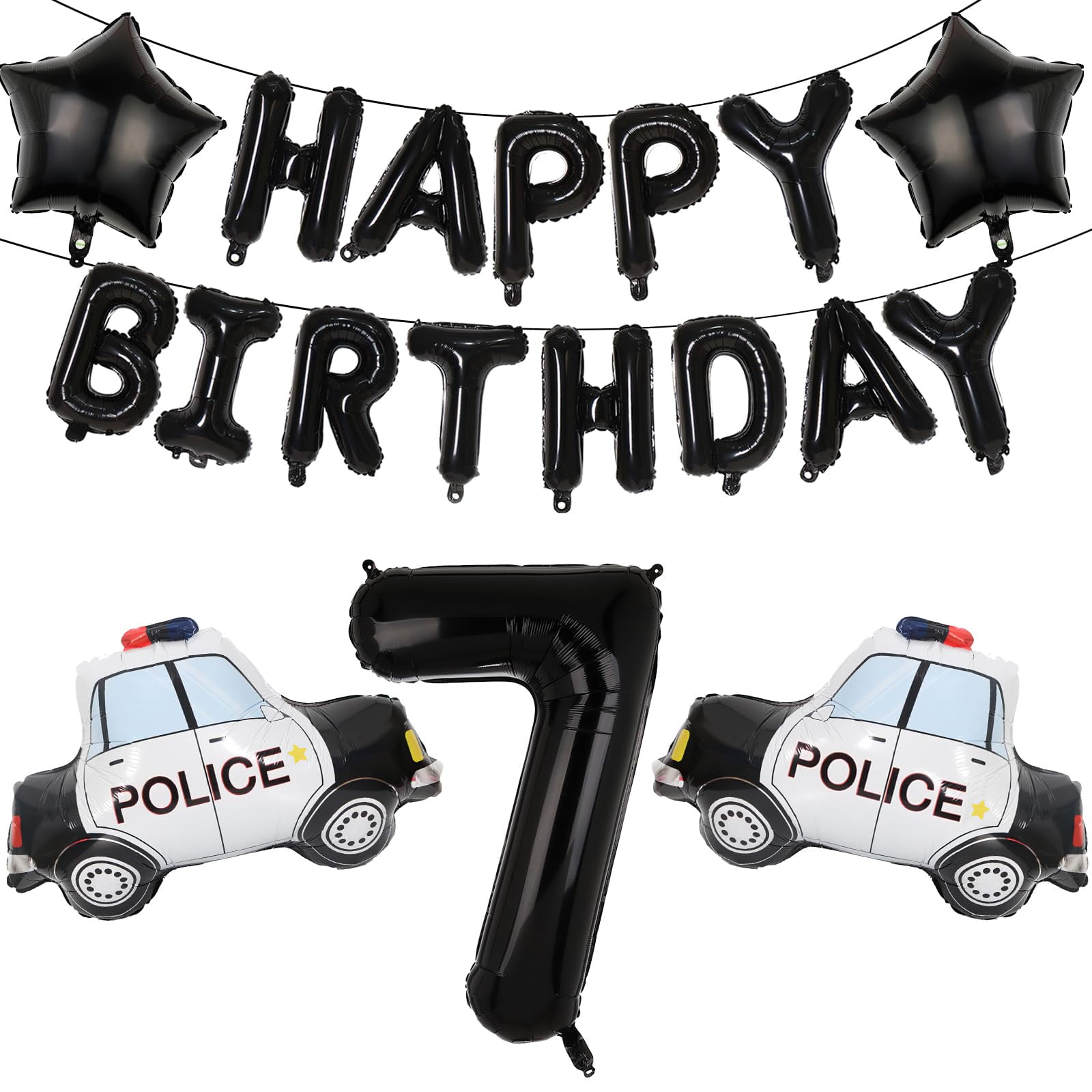 Police Car Balloon Set - Themed Happy Birthday Banner Mylar Foil ...