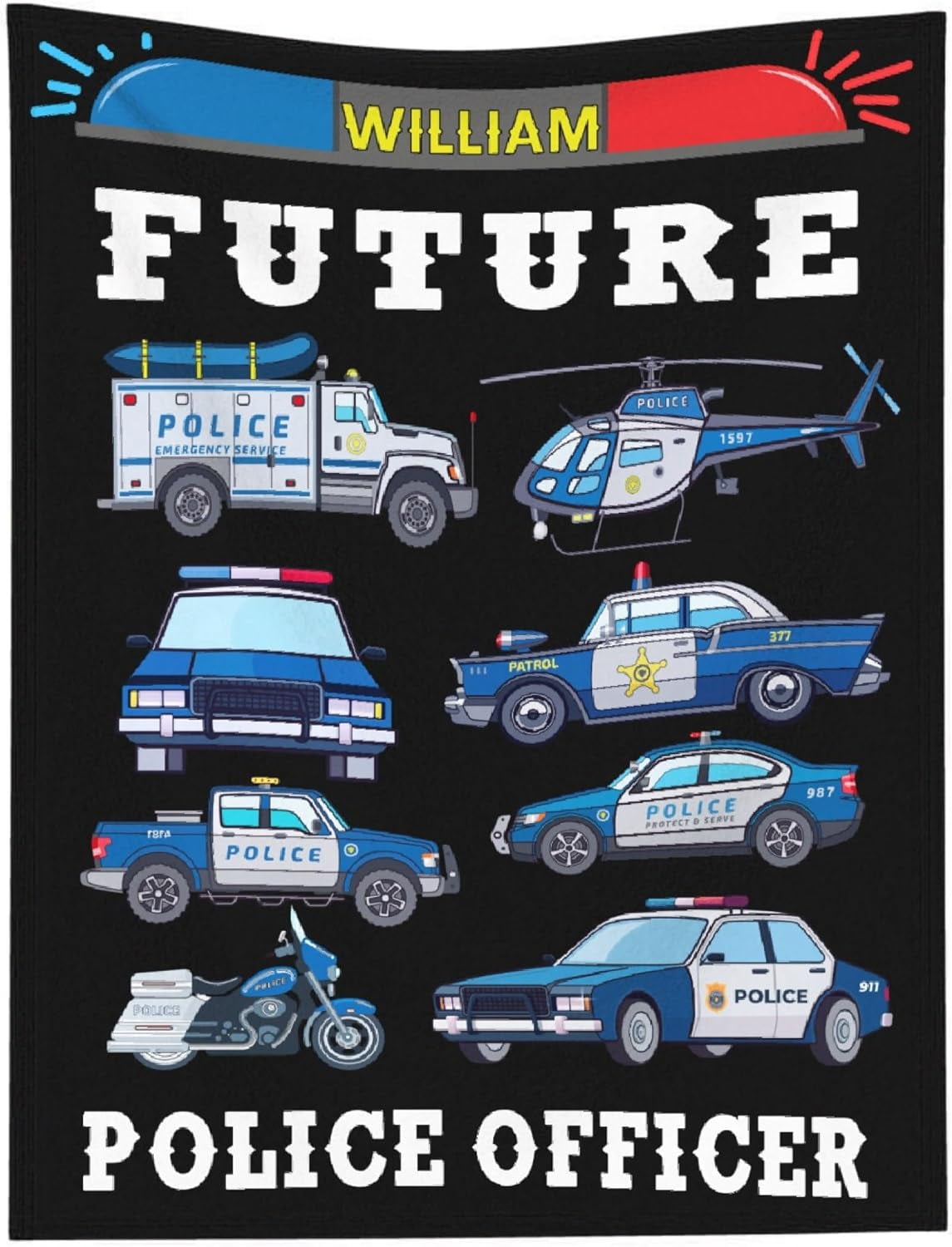 Police Car Blanket for Boys Girls Teens Soft Fleece Police Blanket for ...