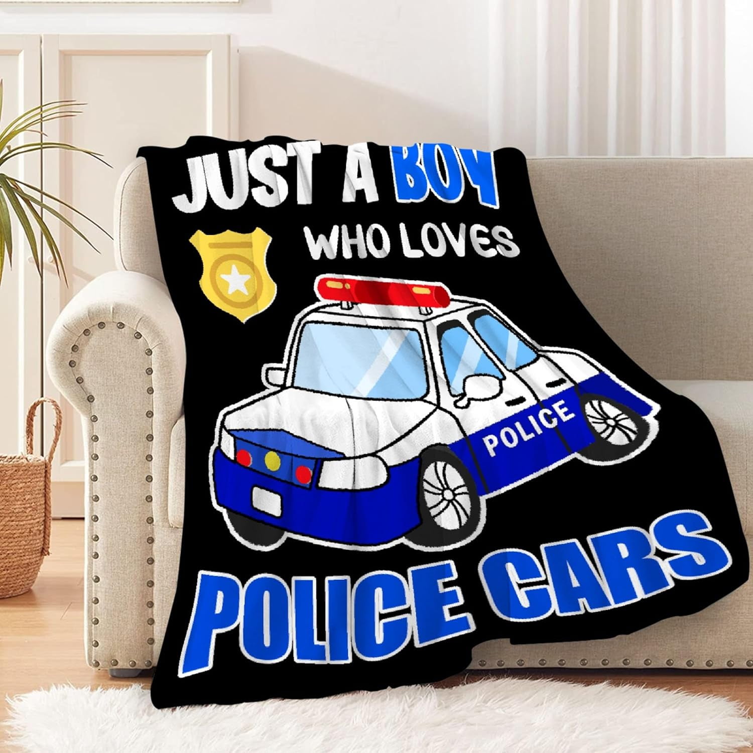 Police Car Blanket for Boys Girls Teens Soft Fleece Police Blanket for ...