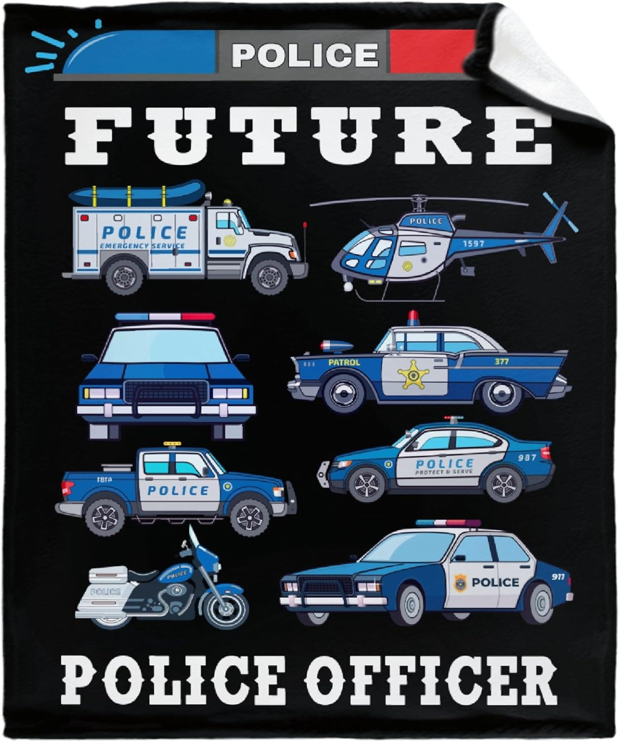 Police Car Blanket for Boys Girls Teens Soft Fleece Police Blanket for ...