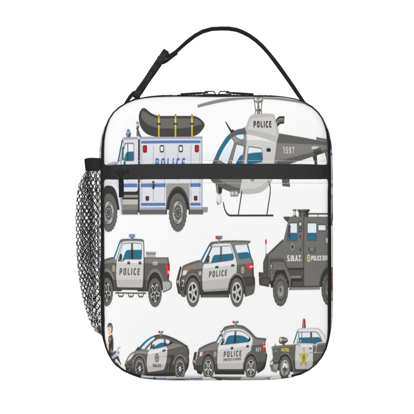 Police Car Boys Girls Insulated Lunch Bag ,Vehicle Reusable Waterproof ...