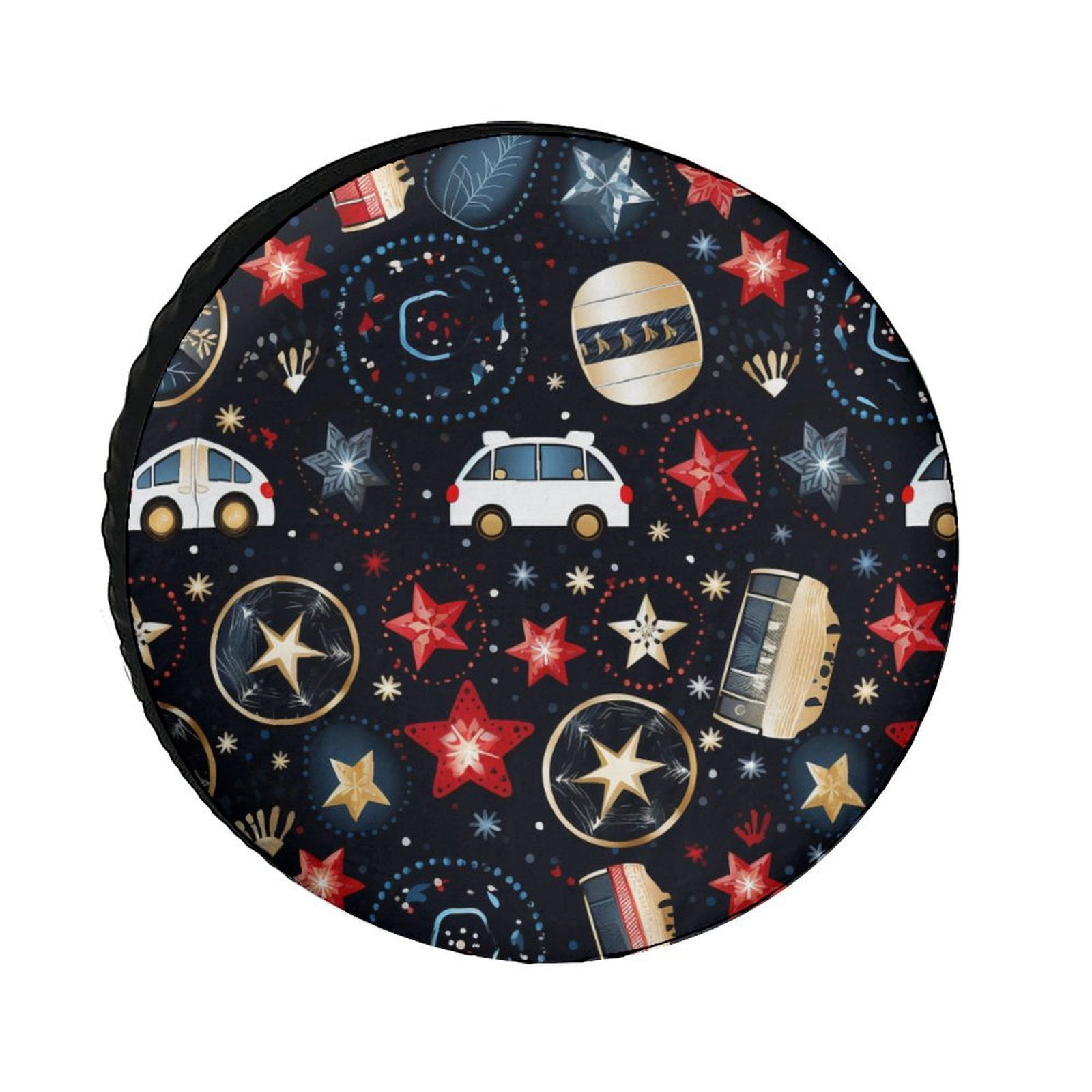 Police Car Christmas Pattern Camping Spare Tire Cover Police Gifts ...
