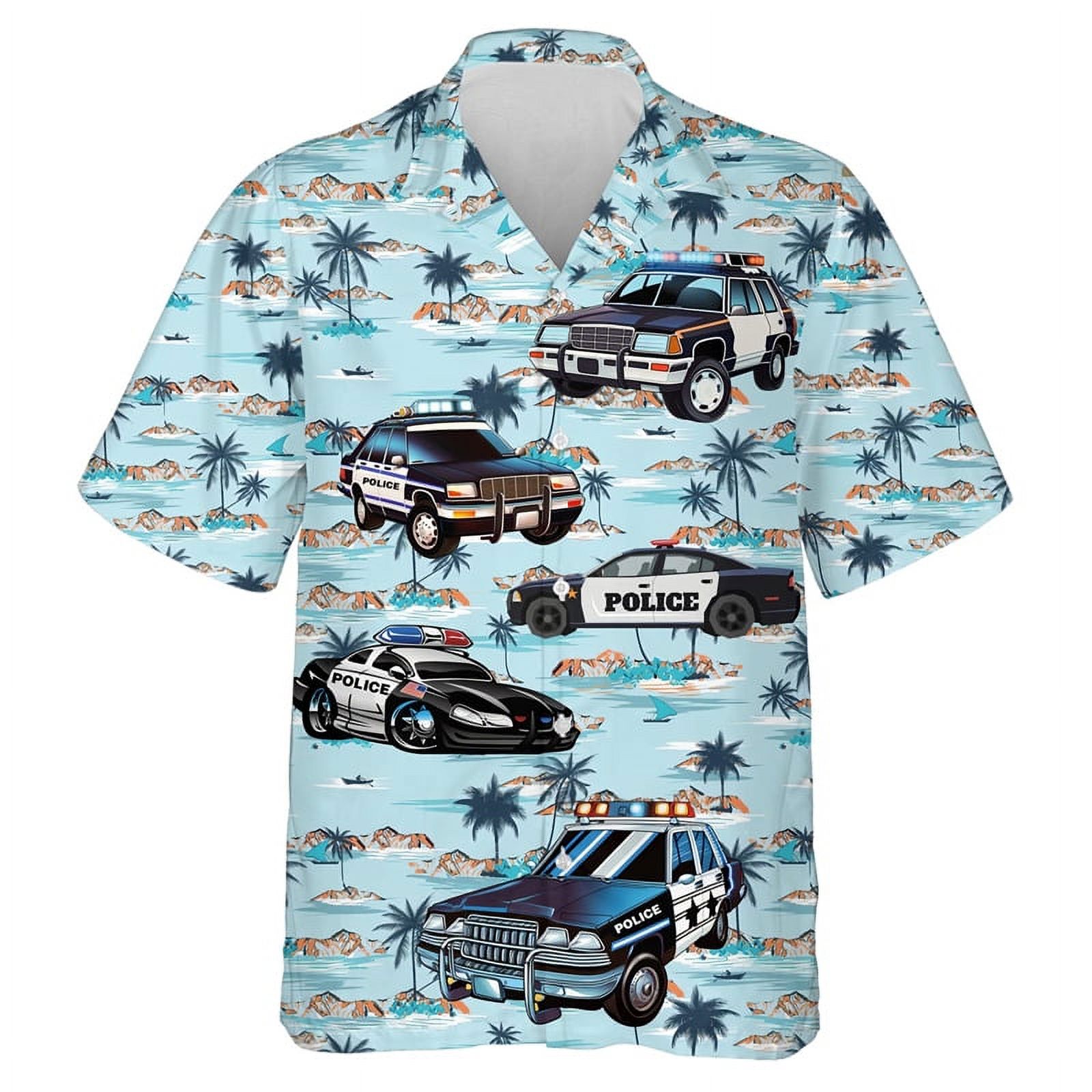 Police Car Hawaiian Beach Shirt Casual Policeman Streetwear Summer ...