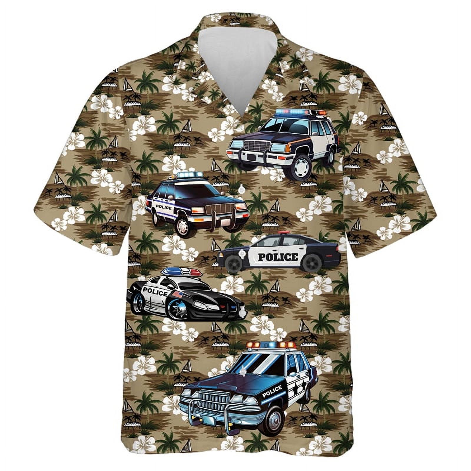Police Car Hawaiian Beach Shirt Casual Policeman Streetwear Summer ...