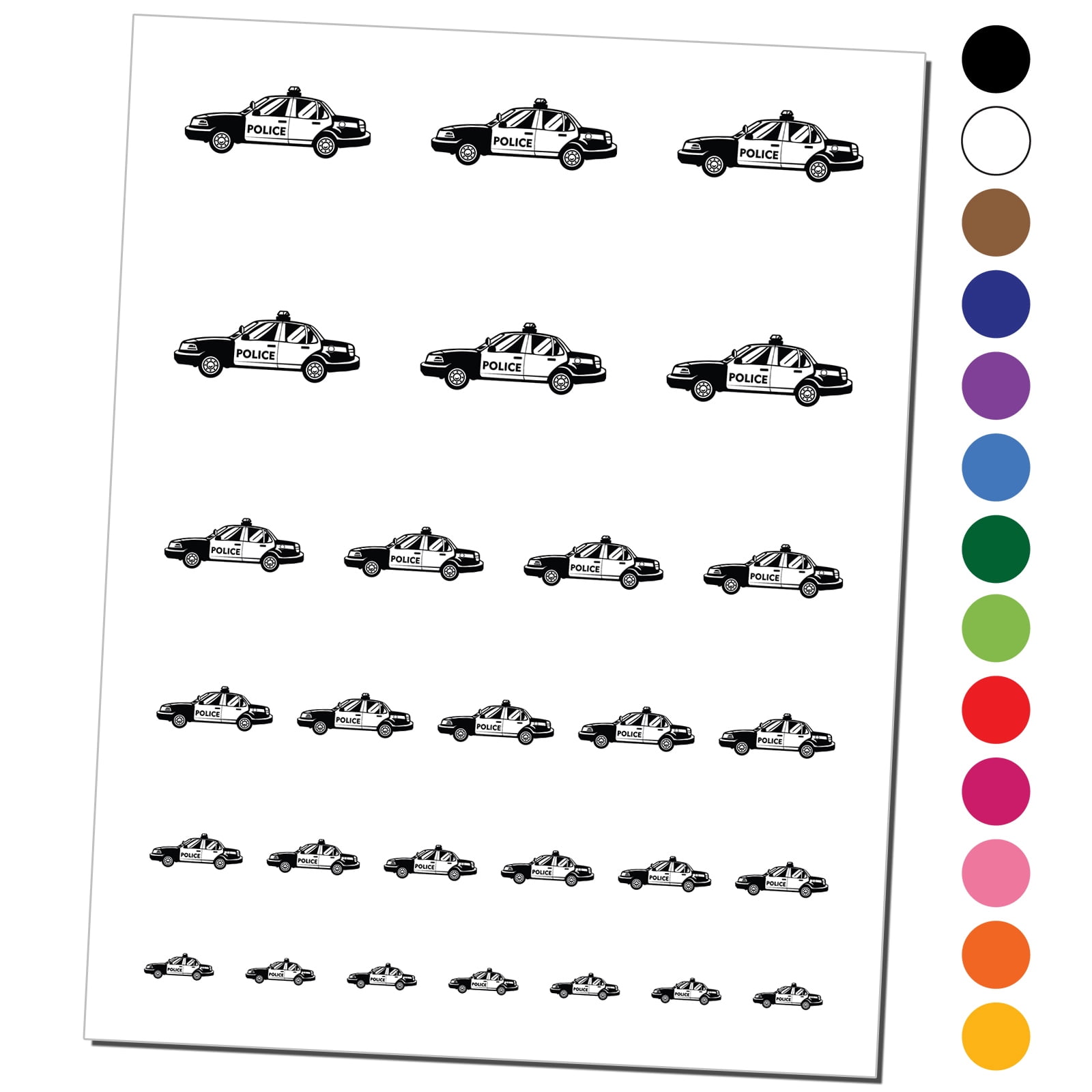 Police Car Law Enforcement Vehicle Water Resistant Temporary Tattoo Set ...