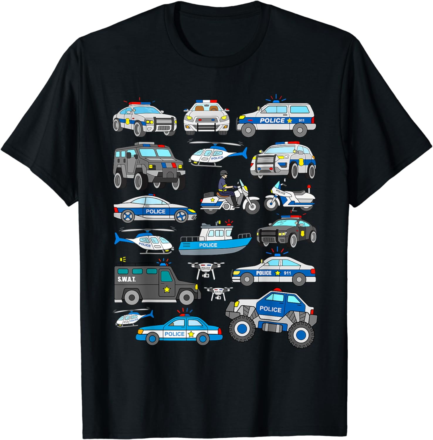 Police Car Shirt for Boys Cop Vehicles Toddler SWAT Truck T-Shirt ...
