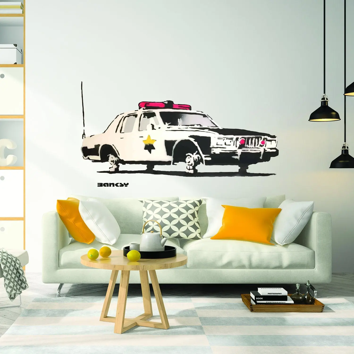 Police Car Wall Vinyl Sticker - Officer Art Mural Decal Label - 8 x 3 ...
