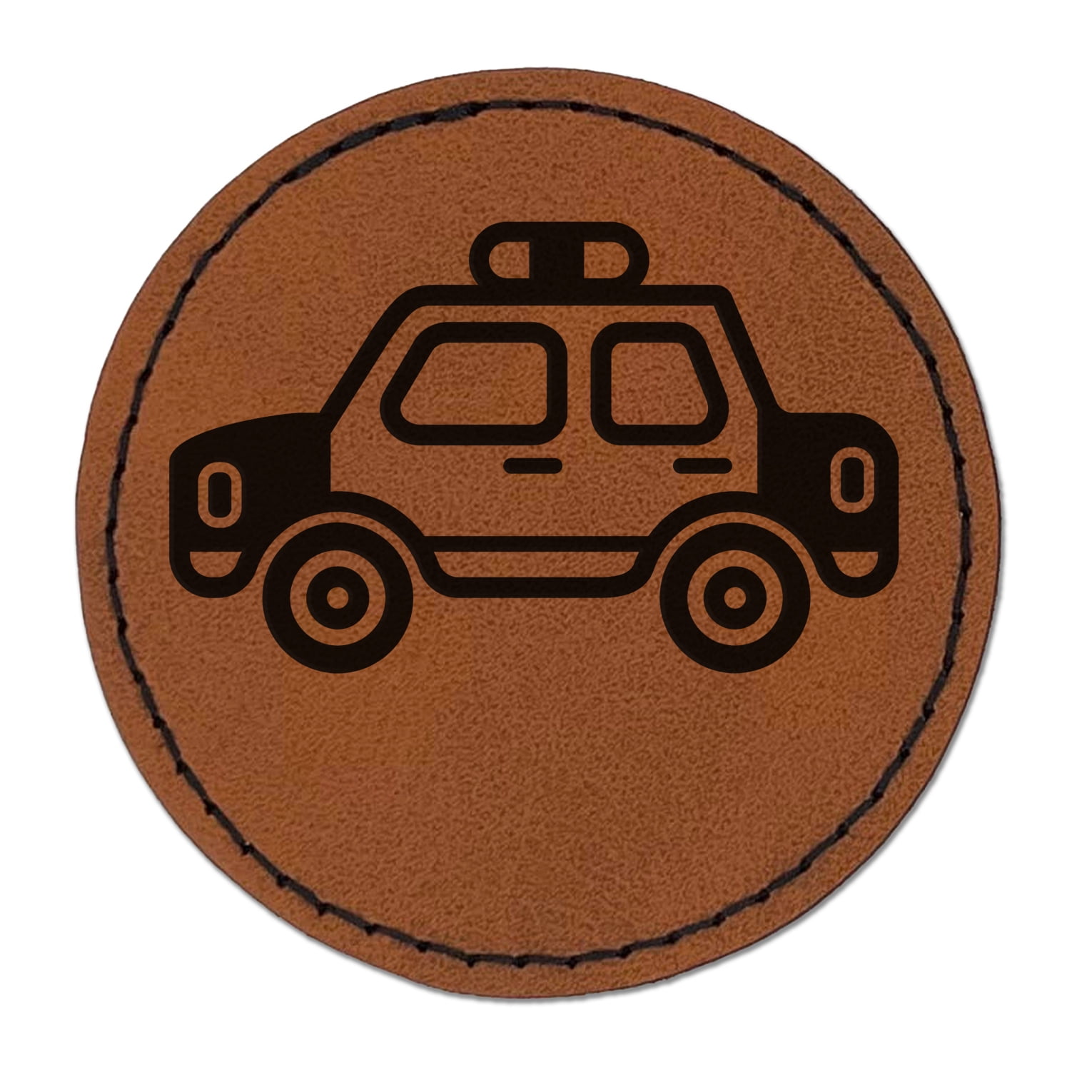 Police Cop Car Vehicle Automobile 2.5" Faux Leather Round Engraved Iron ...