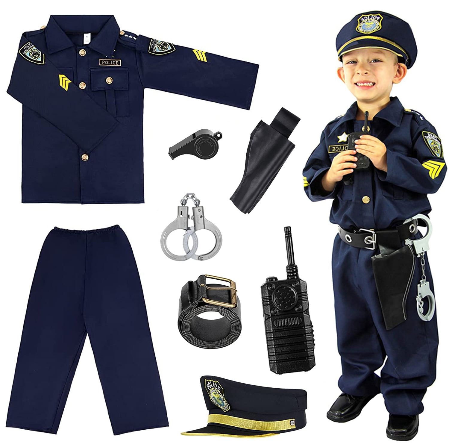 Police Costume for Boys Halloween Police Officer Costume for Kids ...