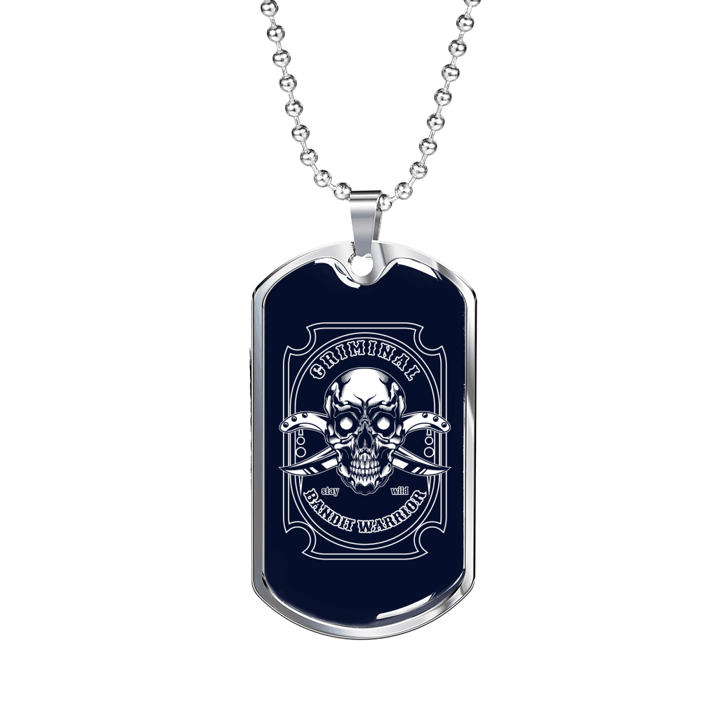 Police Criminal Bandit Warrior Necklace Stainless Steel or 18k Gold Dog ...