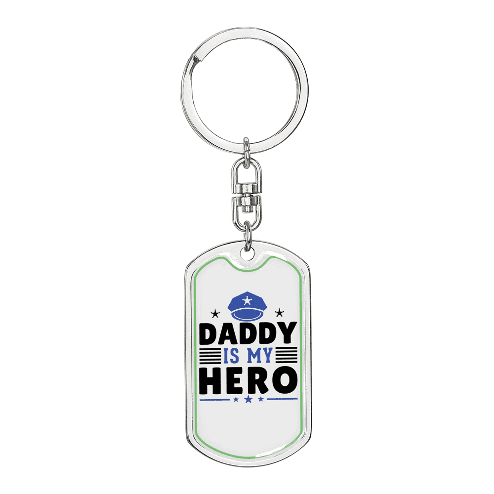 Police Daddy Is My Hero Stainless Steel or 18k Gold Premium Swivel Dog ...