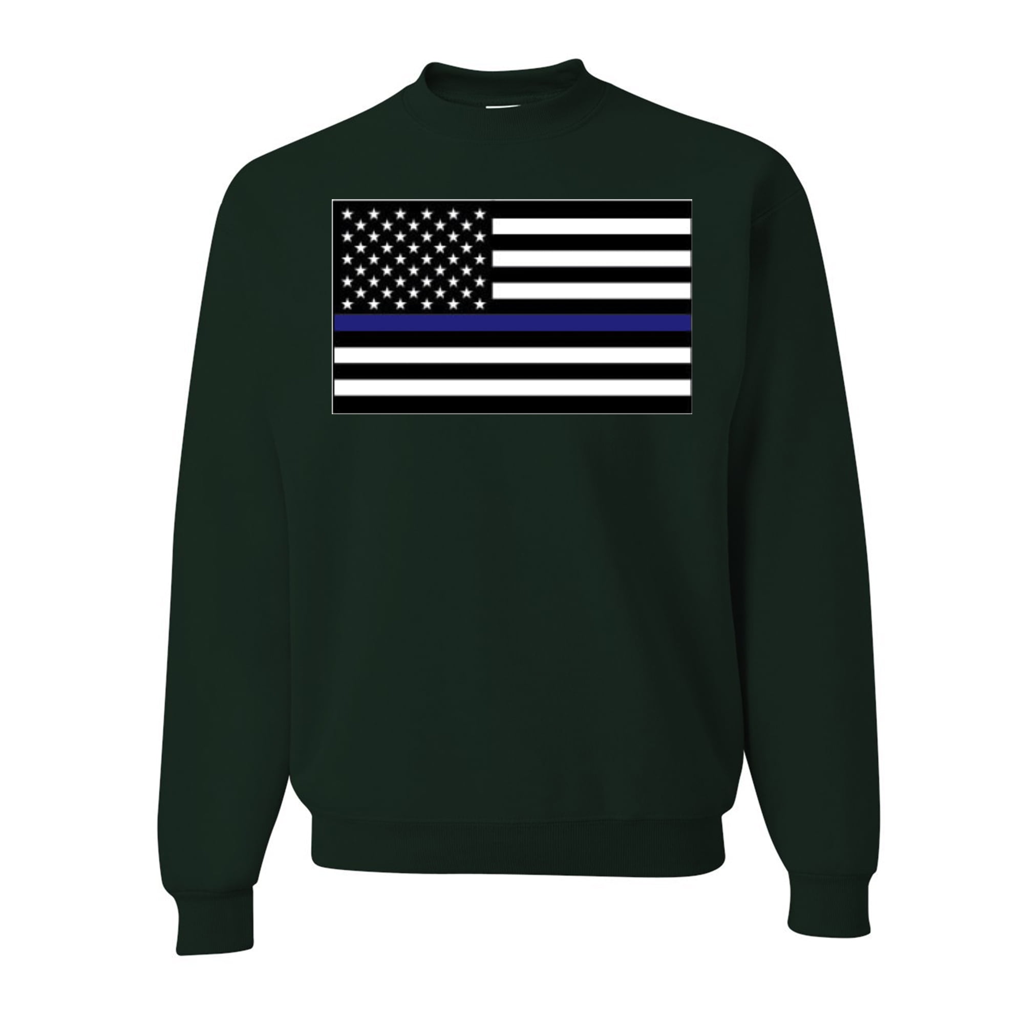 Police Department American Flag Usa Patriotic Mens Crew Neck , Forest ...