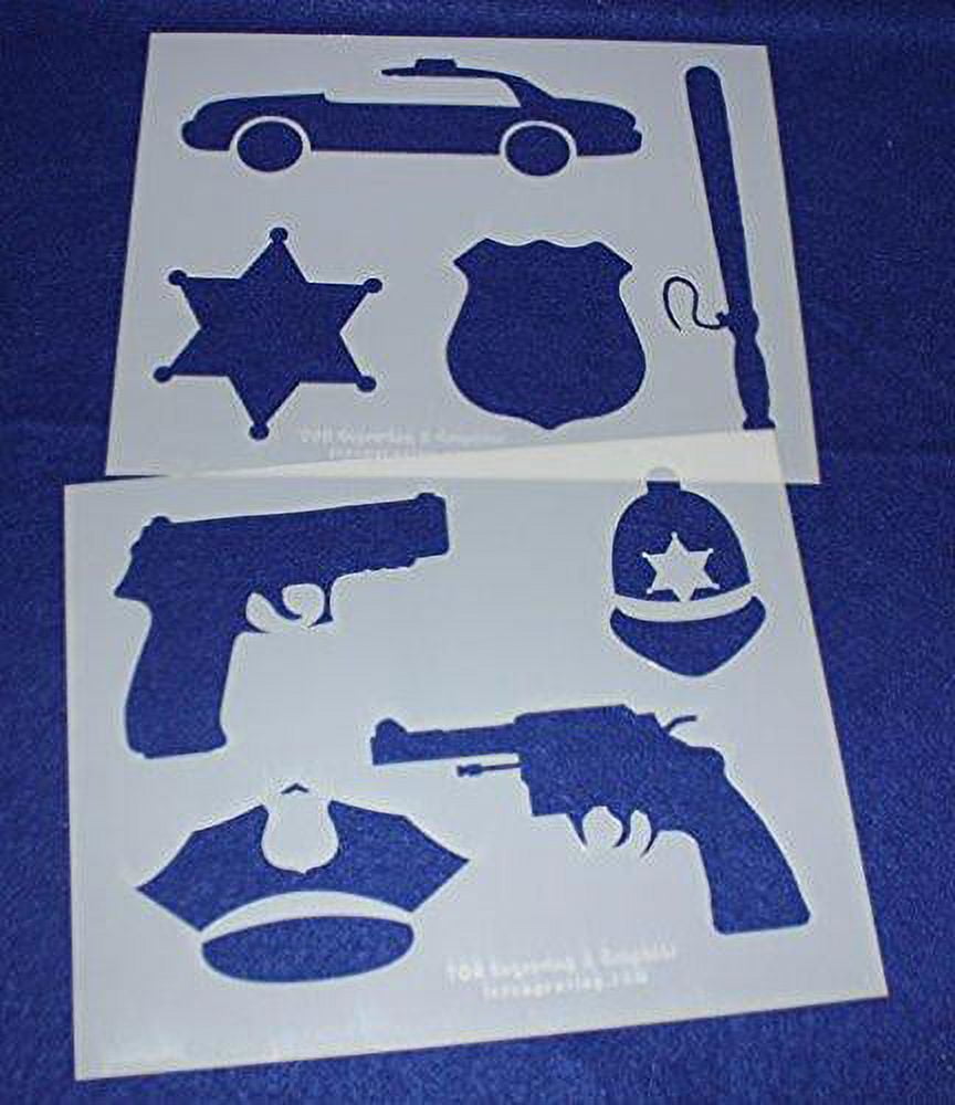 Police Department Stencils -Mylar 2 Pieces of 14 Mil 8" X 10"- Painting ...