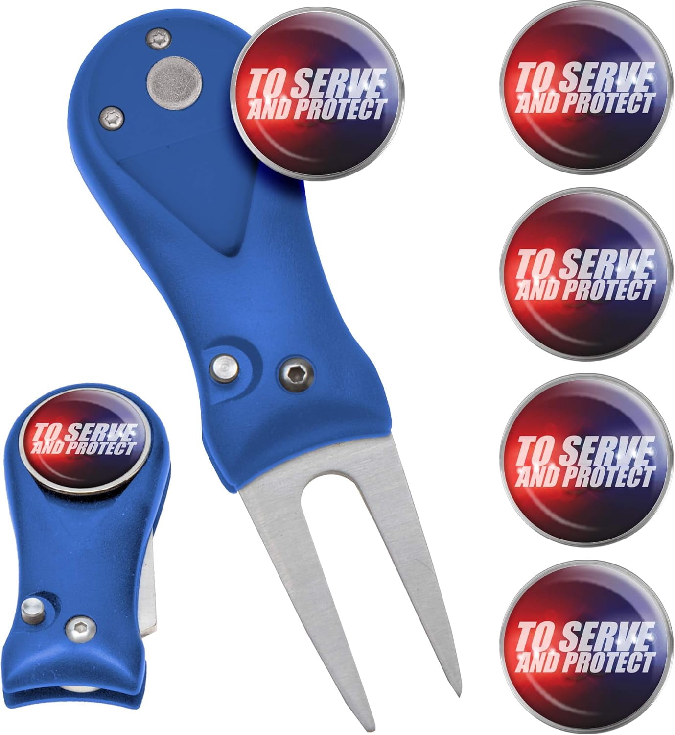 Police Divot Tool | Switchblade Style & 5 Police Ball Markers - Walmart.com