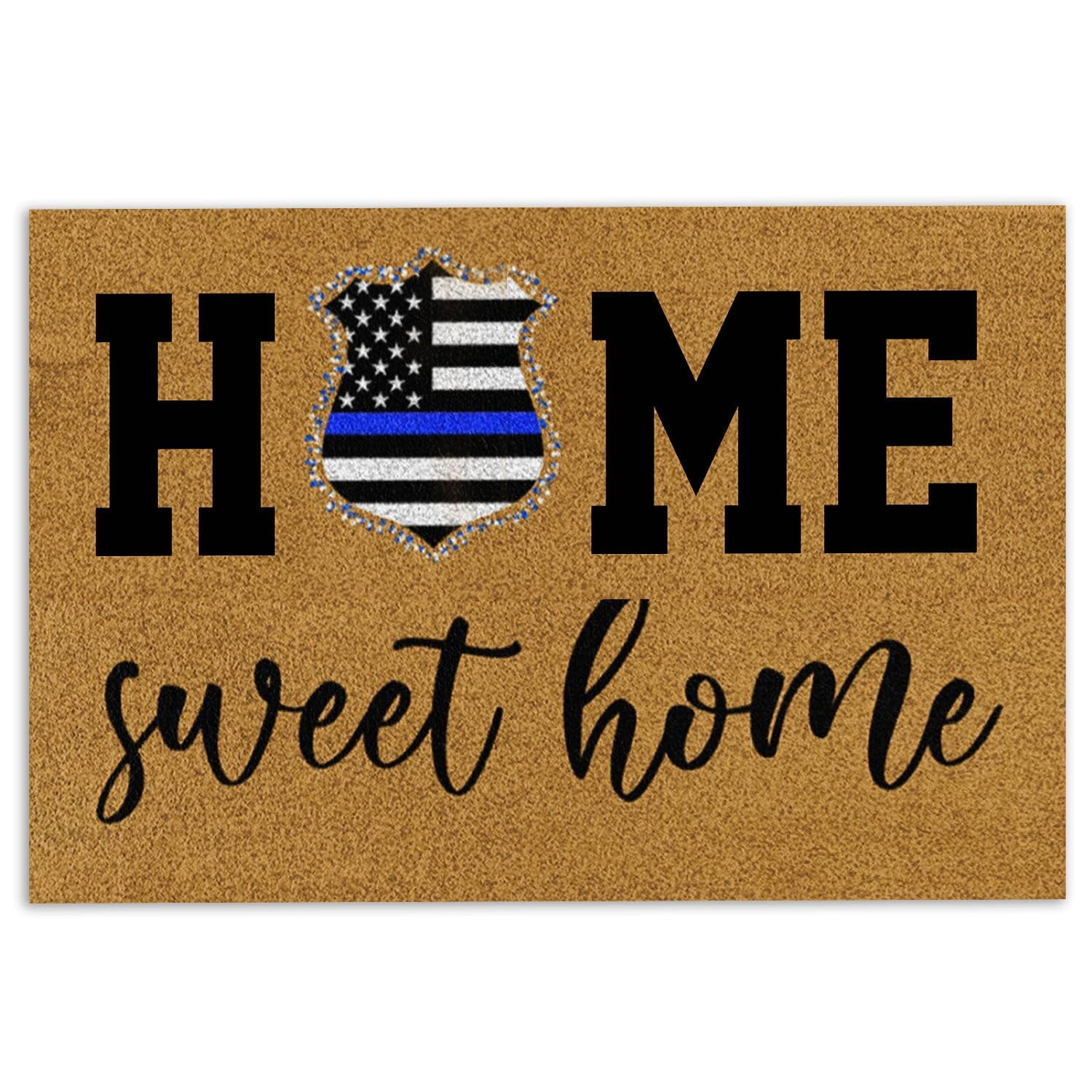 Police Door Mat Police Home Sweet Home Blue Thin Line Back The Blue ...