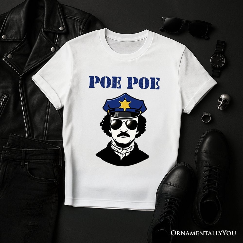 Police Edgar Allan Poe Poe T-Shirt, Navy and White Funny Tee - Walmart.com