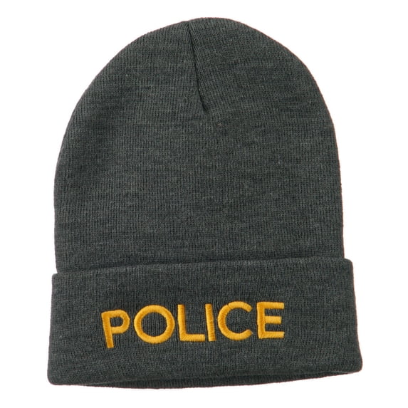 Police Embroidered Long Cuff Beanie - Grey OSFM - Walmart.com