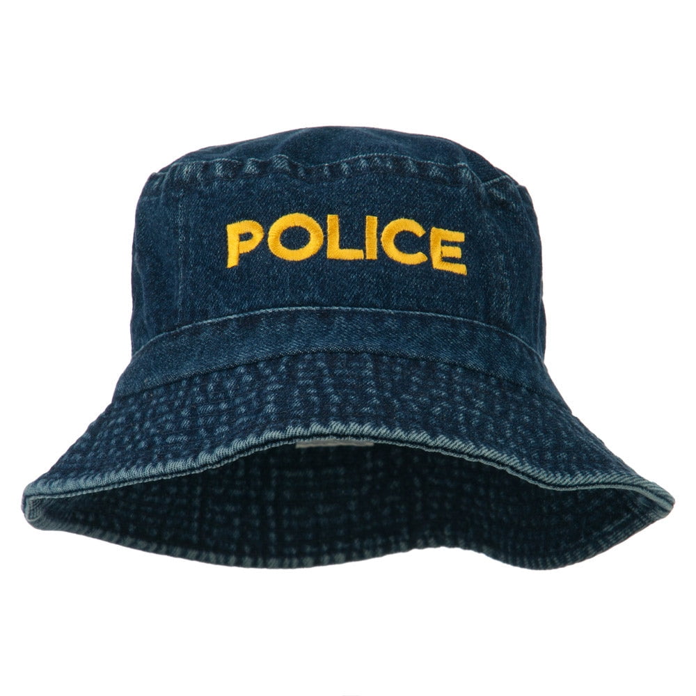 Police Embroidered Pigment Dyed Bucket Hat - Denim OSFM - Walmart.com