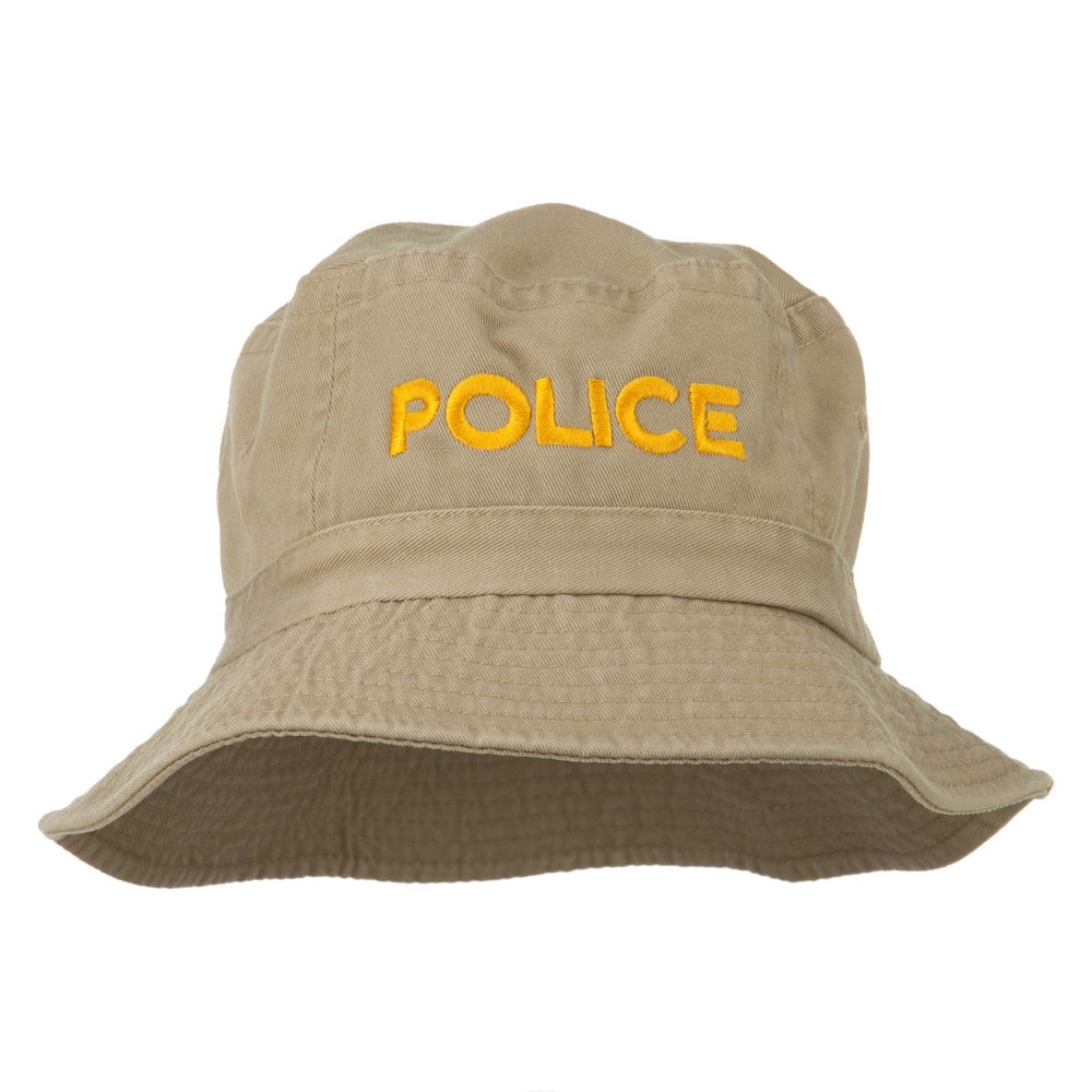 Police Embroidered Pigment Dyed Bucket Hat - Khaki OSFM - Walmart.com