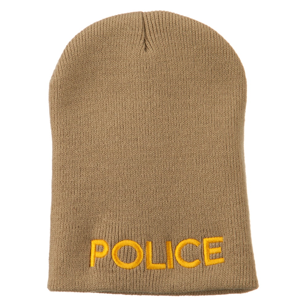 Police Embroidered Short Beanie - Khaki OSFM - Walmart.com