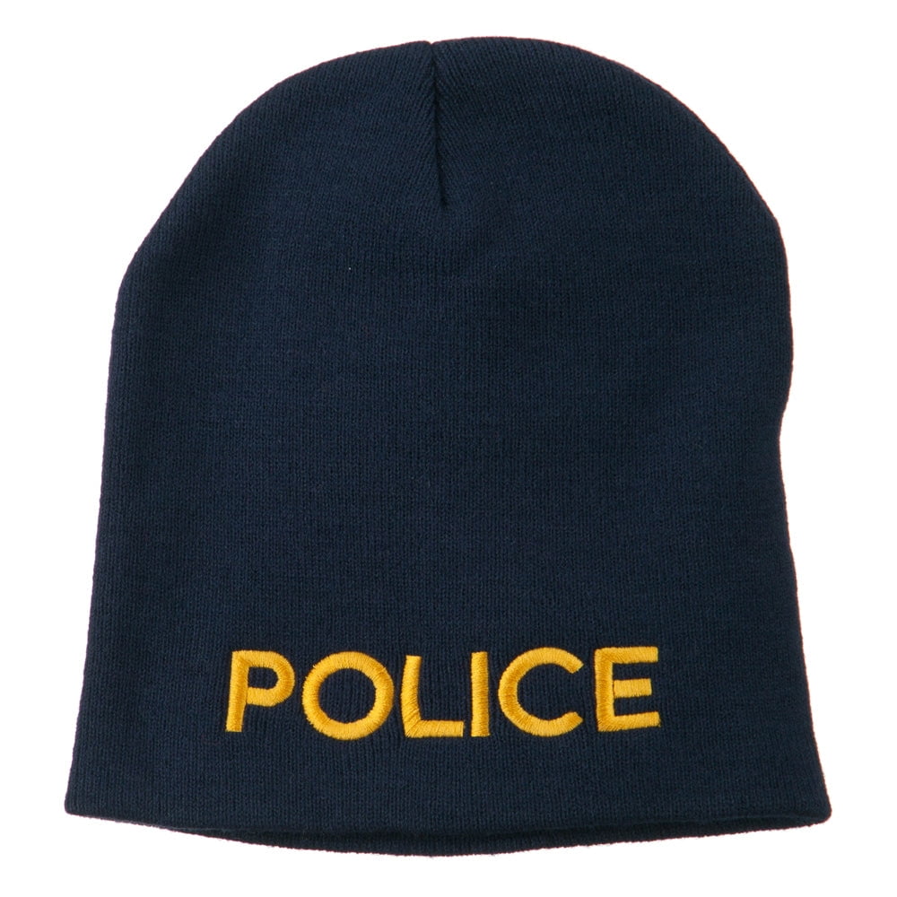 Police Embroidered Short Beanie - Navy OSFM - Walmart.com