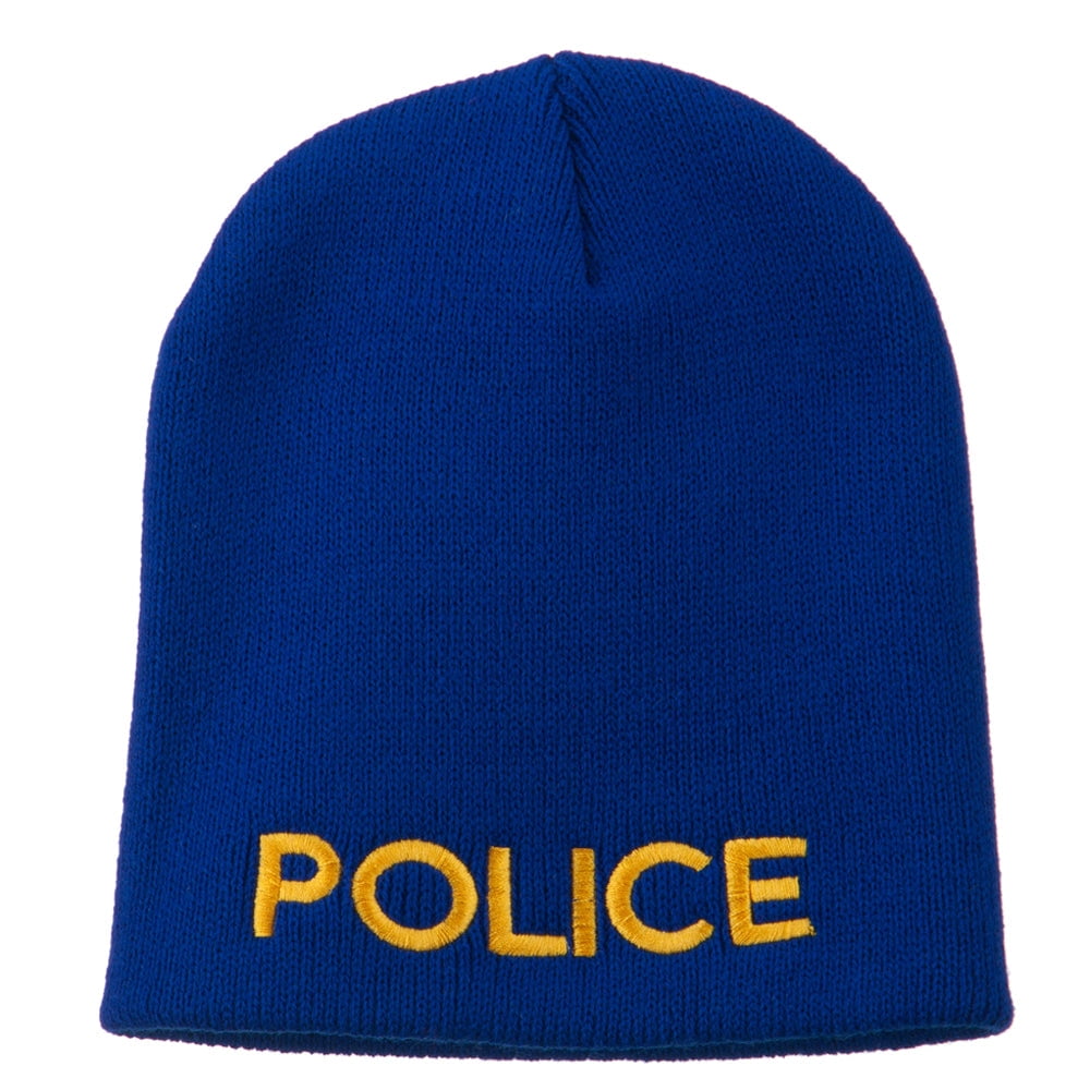 Police Embroidered Short Beanie - Royal OSFM - Walmart.com