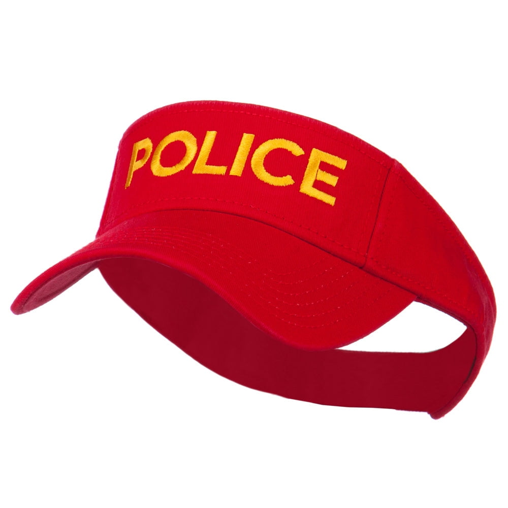 Police Embroidered Superior Garment Washed Visor - Red OSFM - Walmart.com