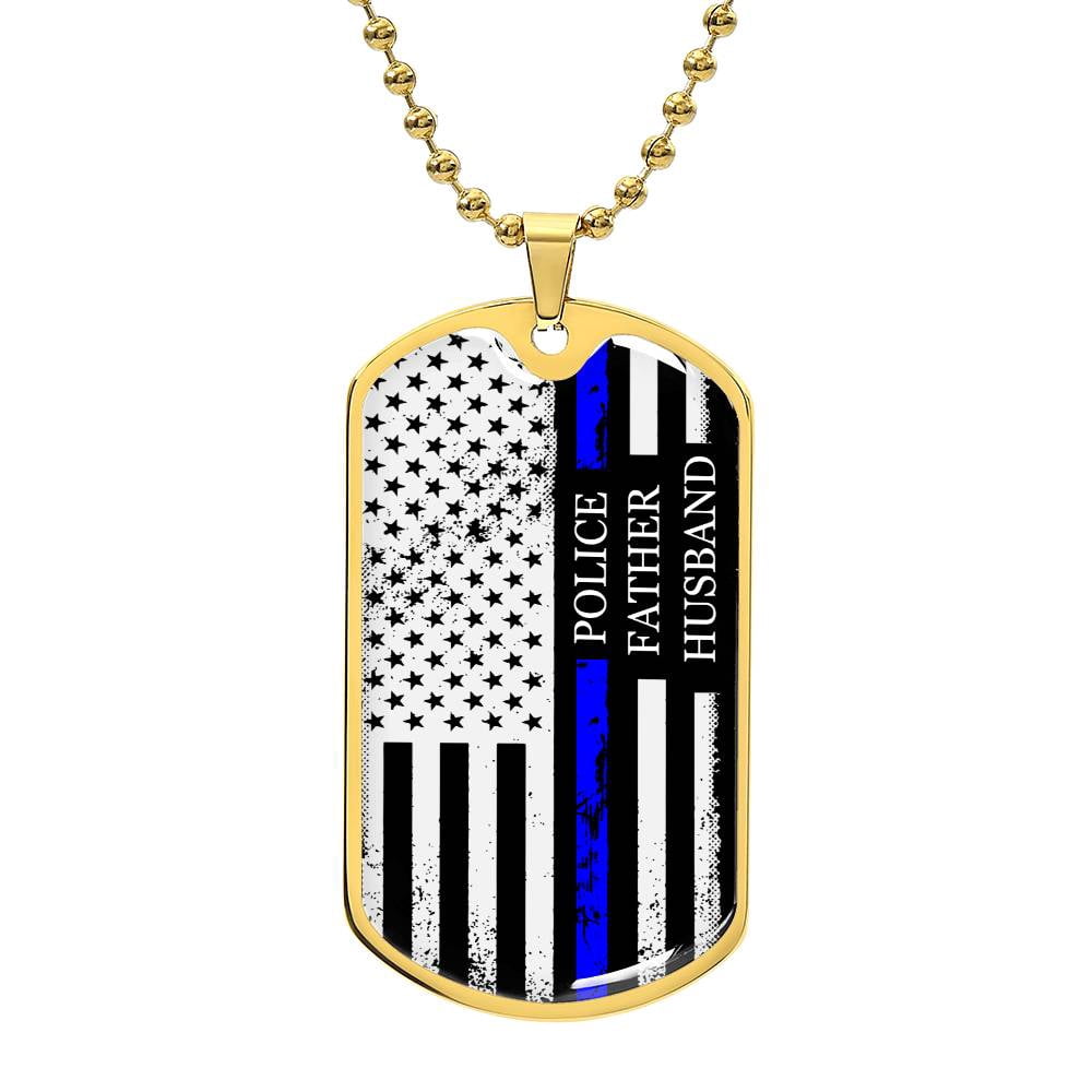 Police Father Husband - Dog Tag Chain - Silver or Gold - Graphic ...