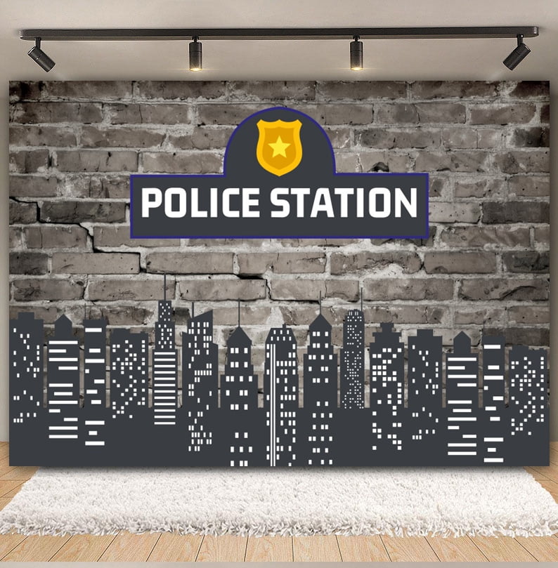 Police Firefighter Theme Backdrop Fire Truck Fireman Policeman Car Hero ...