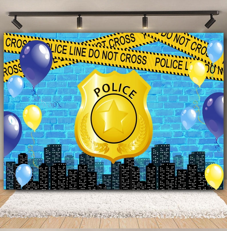 Police Firefighter Theme Backdrop Fire Truck Fireman Policeman Car Hero ...